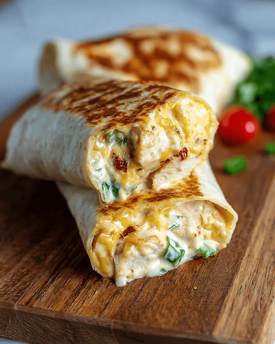 cheesy garlic chicken wraps