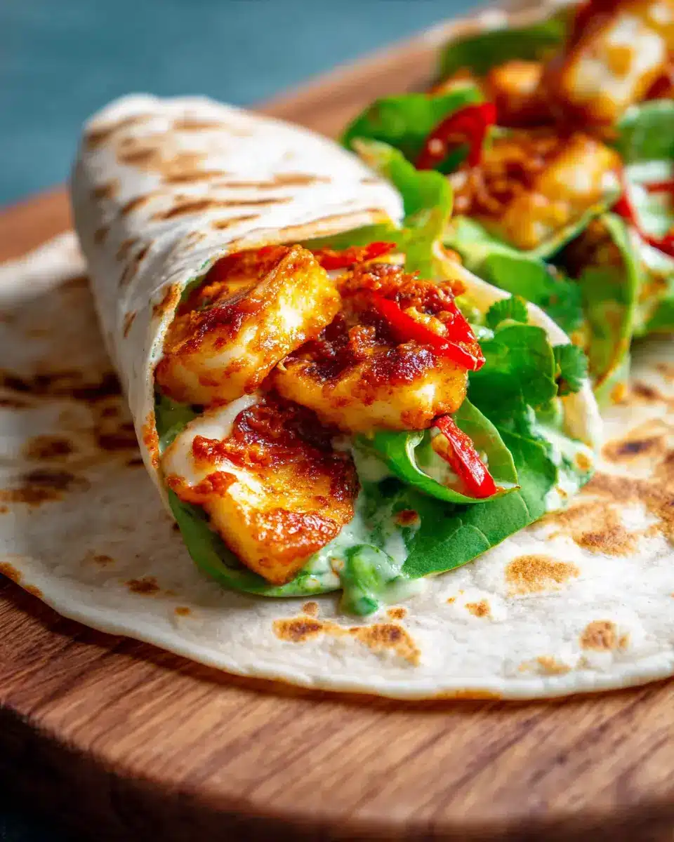 sweet chilli halloumi wrap